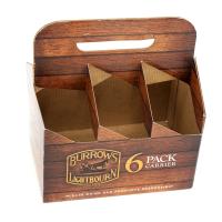 China Portable Corrugated Packaging 6 Bottle Beer Display Box With Handle Custom Size for sale