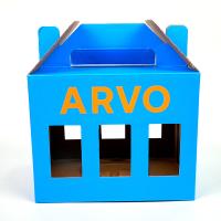 China 3 Bottle Packaging Beer Shipping Boxes Custom Size Blue Wine Glass Box With Handle for sale