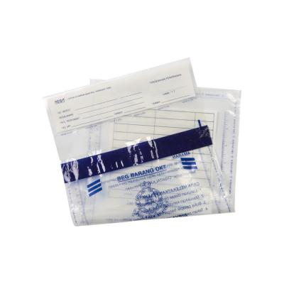 China Security Bank Deposit Clear Seal Tamper-Evident Bags with Unique Serial Numbers - Custom PE Material, 2 Ton MOQ for sale