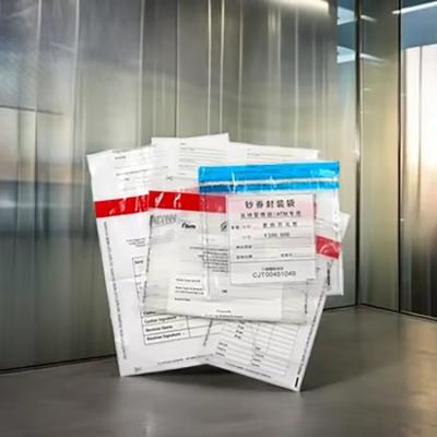 China Security Cash Deposit Bag with Printed Declaration Form for Bank Retail Use PE Material for sale