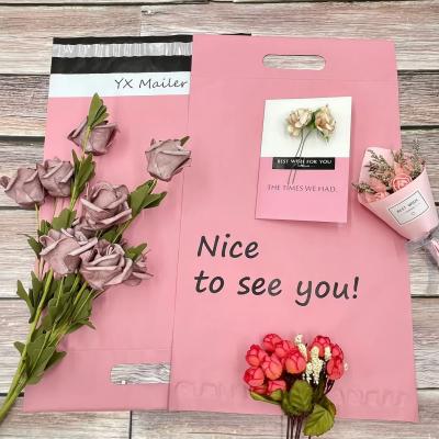 China Customizable Pink Self-Adhesive Courier Bag Durable Biodegradable Mailing Bag for Festival Gifts for sale