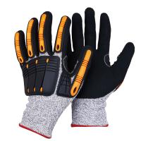 China S-XXL N115010 Nitrile Sandy Palm TPR Impact Protection Nitrile Cut Resistant Safety Gloves for sale