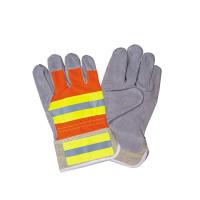 China LC21175 High Visibility Cow Split Leather Working Gloves for Occupational Safety for sale