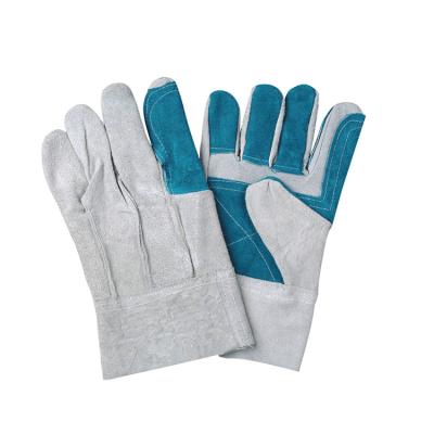 China LC2036 Reinforced Palm Cow Split Leather Welding Gloves with Three Ribs Back for sale