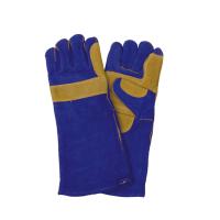 China Heat Resistant Blue Cow Split Leather Working Welding Gloves 35cm Carton Size 75*37*24cm for sale