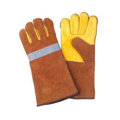 China Grade AB Cow Split Leather Working Welding Gloves with High Temperature Resistance for sale