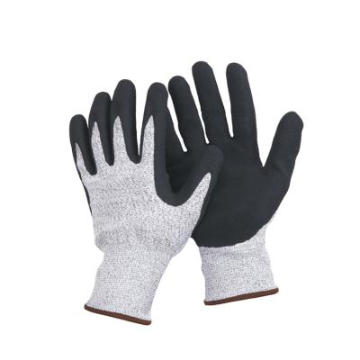 China OEM Logo L-D132 13G HPPE Knitted Latex Coated Cut Resistant Work Gloves for Industrial for sale