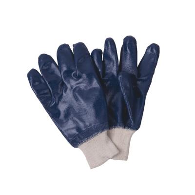 China 7-11 Blue Nitrile Coated Work Gloves with Heavy Duty Knit Wrist Cuff N5100-J/5100-I for sale