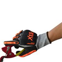China 13 HPPE Knitted Cut Resistant Mechanic Gloves with Sandy Nitrile Coating CE EN388 4543 for sale