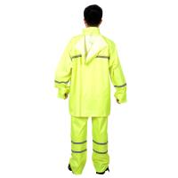 China Rubberized Polyester PVC Rain Wear with Hood and Reflective Tape 0.18-0.35mm Thickness for sale