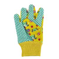 China Colorfull Children's Gardening Flower Pattern Gloves with Anti-slip PVC Dots Cotton Palm for sale