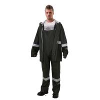 China High Reflective Tape PU Hooded Rainwear with Bib Pants G.W. 26KG S-XXXL in Waterproof for sale