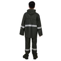 China High Reflective Tape PU Hooded Rainwear with Bib Pants G.W. 26KG S-XXXL in Waterproof for sale