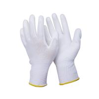 China Anti-Static PU Coated Polyester Knitted Gloves for Construction 13 Gauge CE Certified for sale