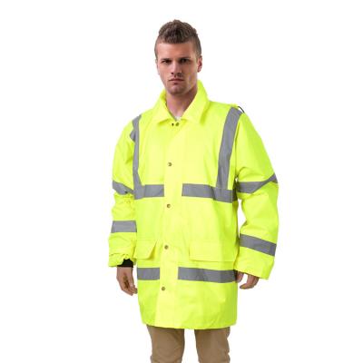 China RC104 HIVIs 150D-600D Oxford Fabric PU/PVC Coated Winter Coat S-XXXL Fluorecent Yellow for sale
