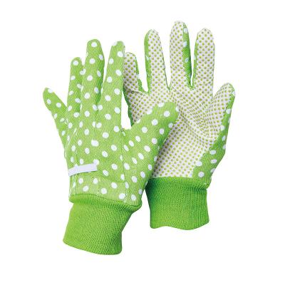 China Modelo number C3815 Gardening Flower Pattern Cotton Gloves with PVC Dots 8-12 gardening for sale
