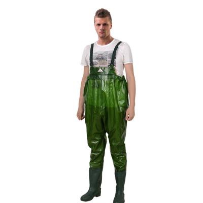 China Green or Different Color 100% PVC Waist Fishing Waders Adjustable and Comfortable for sale