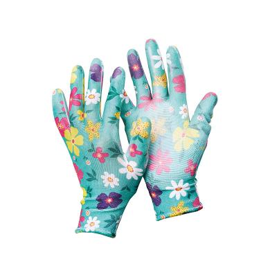 China Colorfull PU136 Custom Logo Anti-static Waterproof Ladies Safety Garden Work Gloves for sale