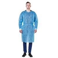 China Lab Coat Style Non-woven Fabric Blue Isolation Disposable Operation Gown for Men Women for sale
