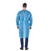 China Lab Coat Style Non-woven Fabric Blue Isolation Disposable Operation Gown for Men Women for sale