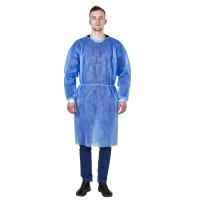 China Lab Coat Style Non-woven Fabric Blue Isolation Disposable Operation Gown for Men Women for sale