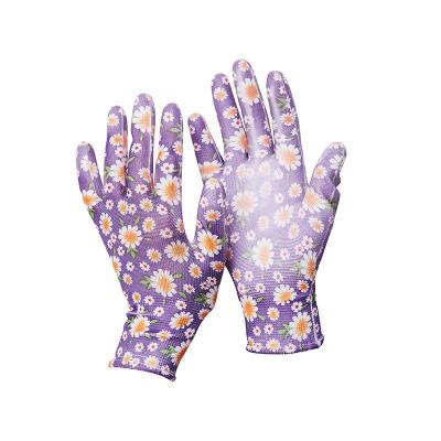 China PU138 Polyester Liner PU Coated Gardening Work Gloves for Ladies Used in Construction for sale