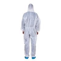 China Customized Logo Availabled Disposable Coverall with Hood Zipper Anti-Static Function for sale