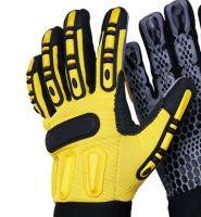 China Light Duty Work TPR Impact Gloves with PVC Dots Synthetic Leather in Black and Blue for sale
