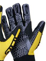 China Light Duty Work TPR Impact Gloves with PVC Dots Synthetic Leather in Black and Blue for sale