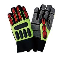China Light Duty Work Black and Blue Synthetic Leather Enforced TPR Knuckles Mechanic Gloves for sale