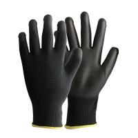 China CE Certified Black/White Polyester Knitted PU Coated Gloves for Construction S-XXL for sale
