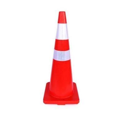China Reflective Tape PVC Traffic Warning Products Safety Cone 70cm Height Base size 35*35cm for sale