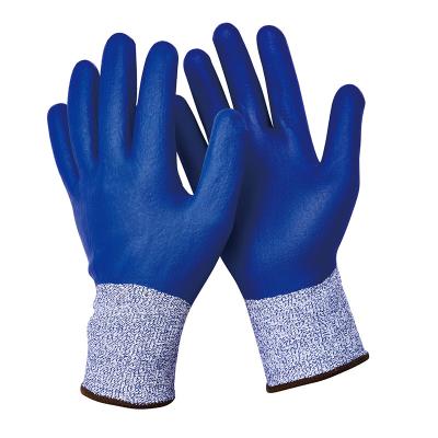 China Cut Resistant Level 3-5th Smooth Nitrile Full Palm Coated Gloves N-D144 13G HPPE for sale