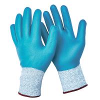China Cut Resistant Level 3-5th Smooth Nitrile Full Palm Coated Gloves N-D144 13G HPPE for sale