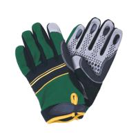 China Black Green Gray Mechanic Gloves with M211 Synthetic Leather Palm and Silicon Doted for sale