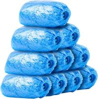 China Home Usage Disposable PE Shoe Cover Blue Waterproof Dust-proof with Rubber Elastic Cord for sale