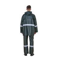 China Reflective Tape Hooded Rainsuit in Olive Green with N.W. 21KG Carton Size 46*32*27CM for sale