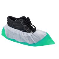 China Bi-color Non-woven CPE Coated Shoe Covers for Museum and Lab Workers in Blue/White for sale