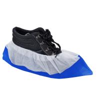 China Bi-color Non-woven CPE Coated Shoe Covers for Museum and Lab Workers in Blue/White for sale