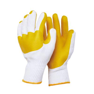 China Reinforced Back 10G Knitted Latex Coated Safety Working Gloves for Construction LX22702-Y for sale