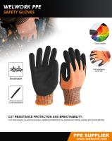 China Protective N-D138 A9 Level Anti-Cut Gloves with Touchscreen Function Black Orange for sale