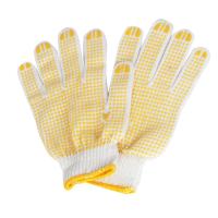 China 50g T/C Single Side PVC Dots Bleached Cotton Work Gloves for Safety Modelo Number C080D1-B for sale