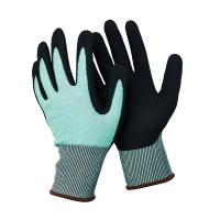 China Green Knitted N-D143 HPPE Sandy Nitrile Coated Cut Resistant Safety Gloves S-XXL Size for sale