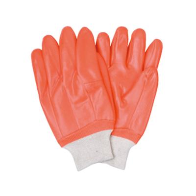 China Industrial PFK26 Fluorescent Orange PVC Fully Coated Foam Lining Safety Working Gloves for sale
