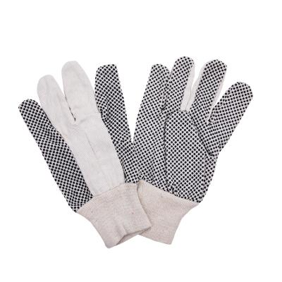 China Modelo number C381W 8OZ Black PVC Doted Work Gloves With Cotton Canvas Liner For Industry for sale