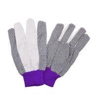 China Modelo number C381W 8OZ Black PVC Doted Work Gloves With Cotton Canvas Liner For Industry for sale