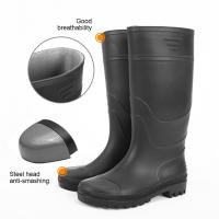 China RB108 Black PVC Rain Boots with Steel Toe and Reflective Tape Italy Manufactured for sale
