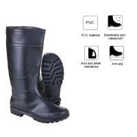 China RB108 Black PVC Rain Boots with Steel Toe and Reflective Tape Italy Manufactured for sale