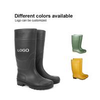 China RB108 Black PVC Rain Boots with Steel Toe and Reflective Tape Italy Manufactured for sale