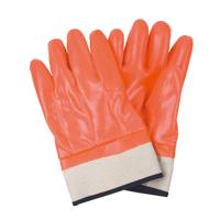 China Industrial Fluorescent Orange PVC Fully Coated Safety Working Gloves with Foam Lining for sale